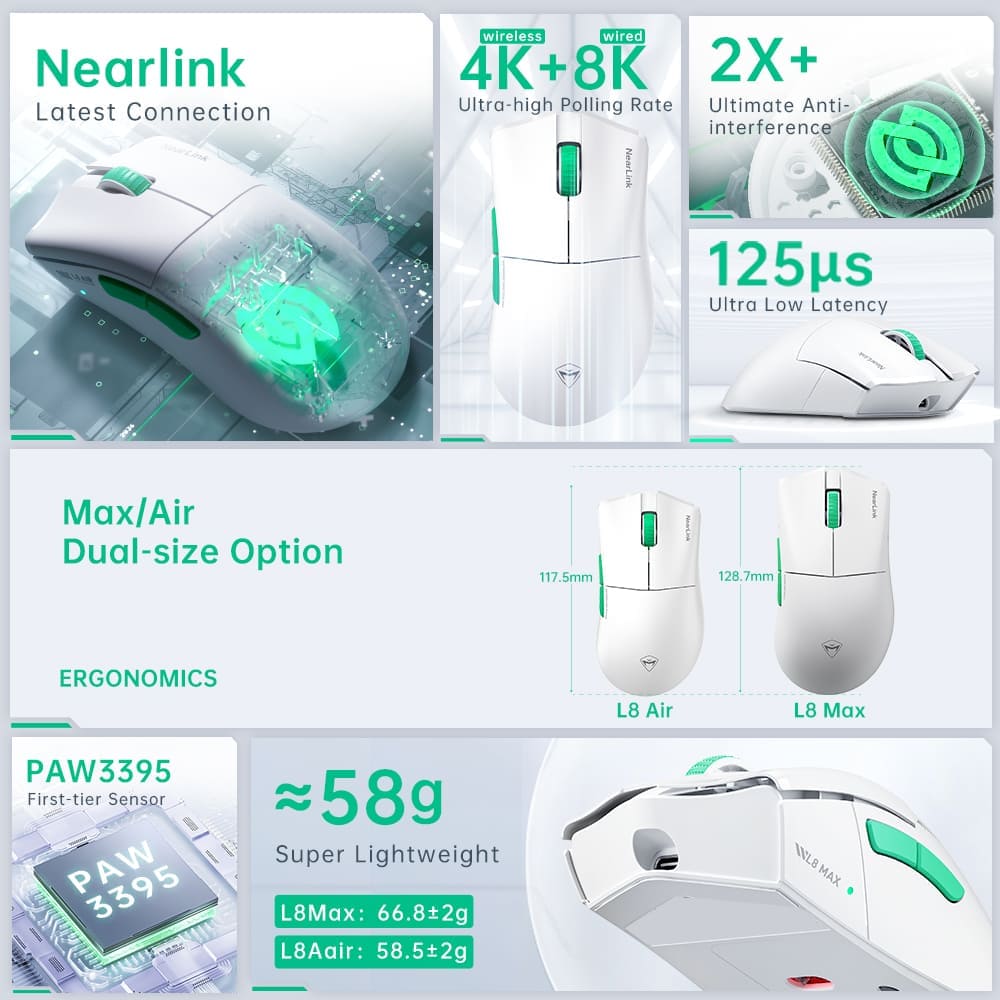 Chuột Machenike L8 Air Tri-mode 4K - Nearlink, Chính hãng, Giá rẻ | Gearshop